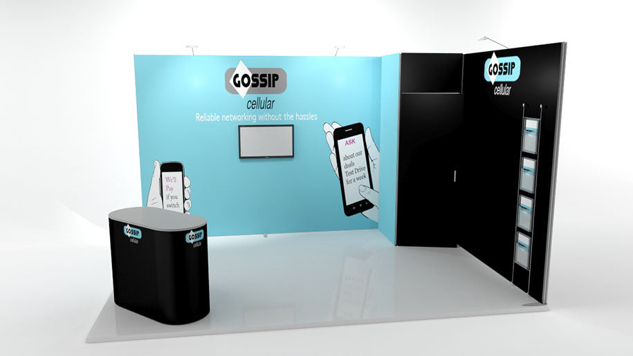 Messestand mit Monitor 4x3m – Messe-Shop24