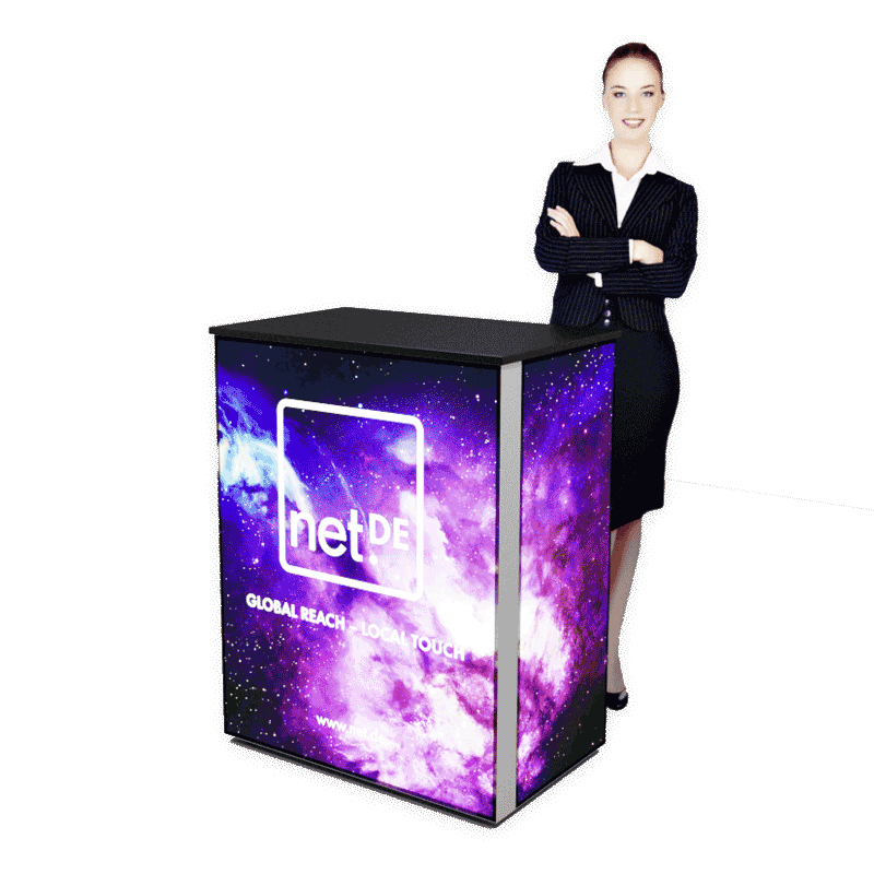 Messetheke LED mit Koffer – Messe-Shop24